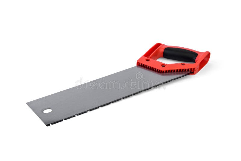 Red Hand Saw for PVC Isolated on White Background. Stock Image - Image ...