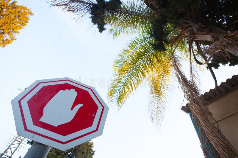 Red hand sign outside stock image. Image of tourism - 348504809