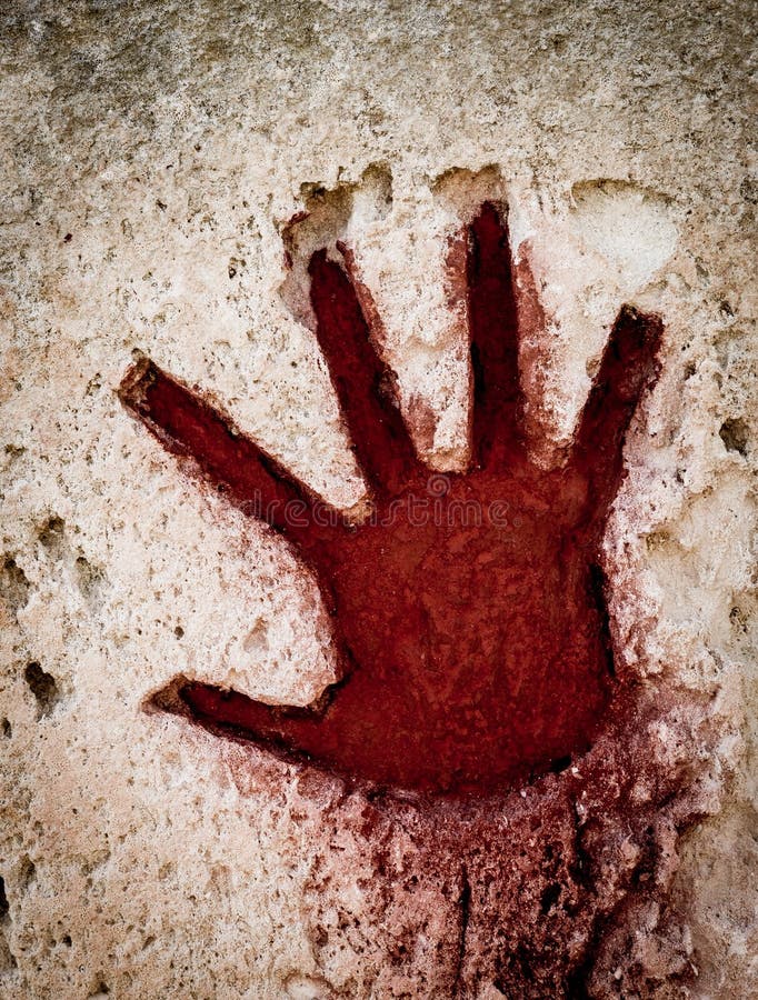 Red Hand on Stone - Graphic Gothic Element Stock Photo - Image of hand ...