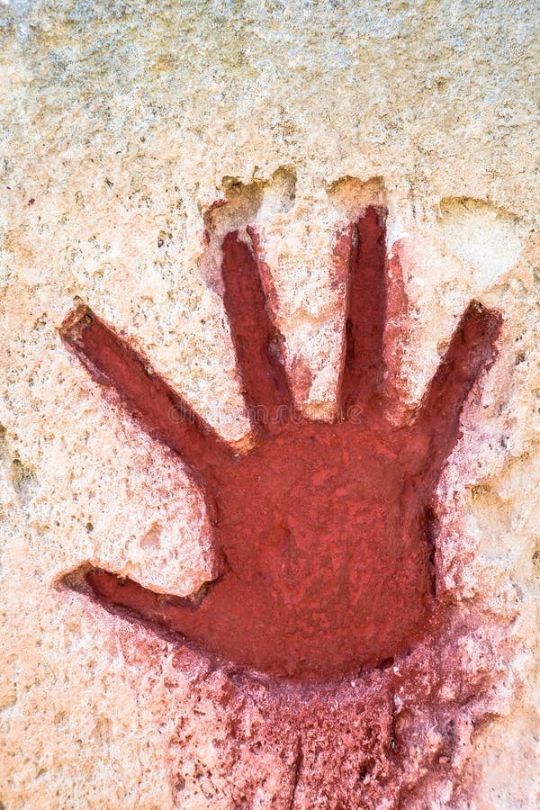 Red Hand on Stone - Graphic Gothic Element Stock Photo - Image of ...