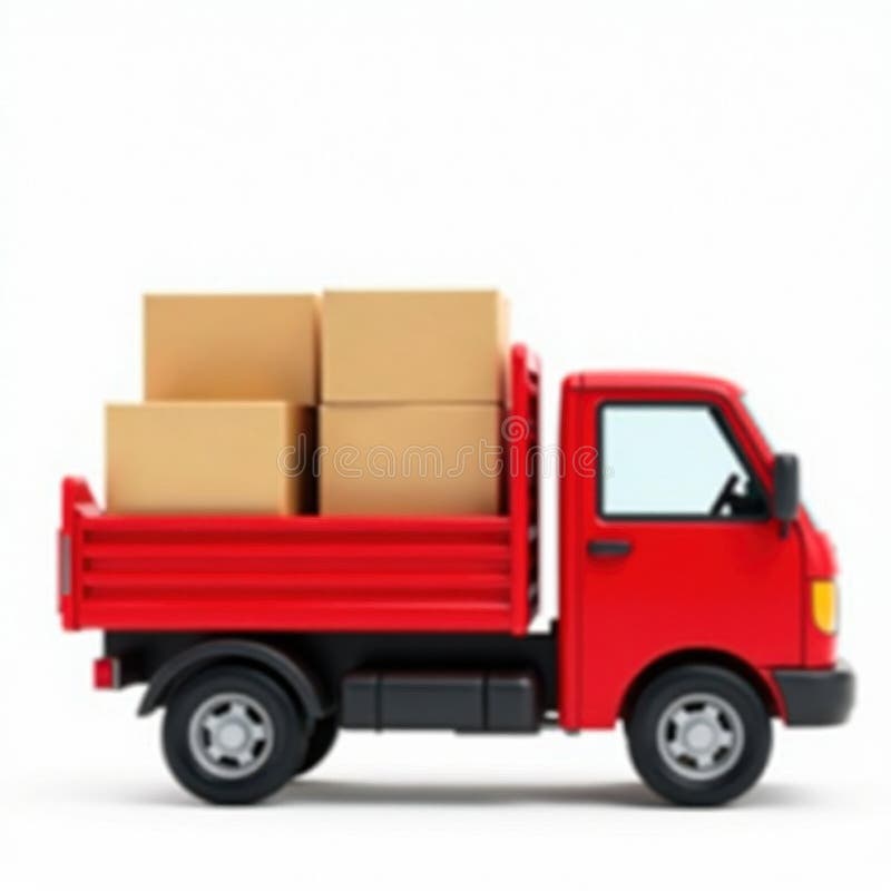 Red Hand Truck Loaded with Cardboard Boxes on White , Red, Load Stock ...