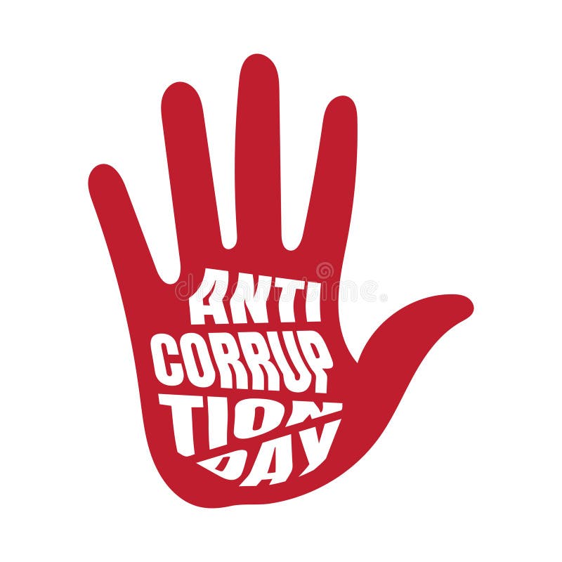 Red Hand with Typography of Anti Corruption Day for Anti Corruption ...