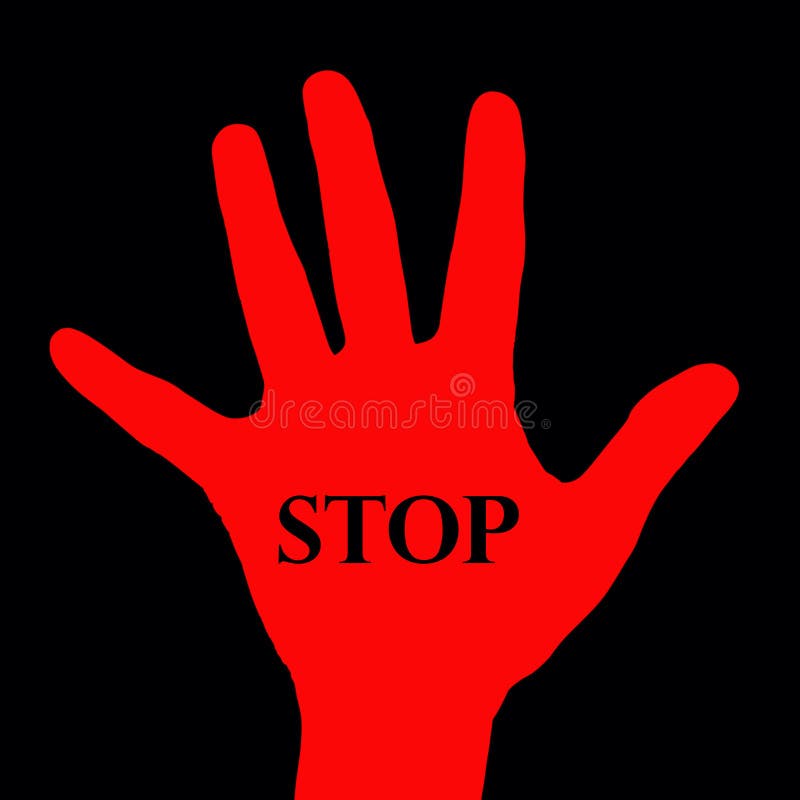 Red Hand With Word Stop Stock Photo - Image: 42736964