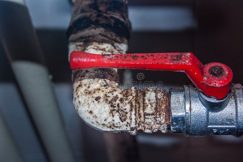 Red handle faucet stock photo. Image of closed, rusty - 46396642