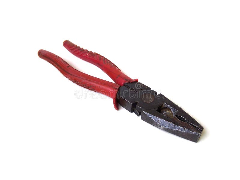 Red handle old pliers. stock photo. Image of electrical - 139552416