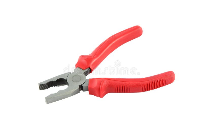 Red Handle Short Mouth Pliers Stock Image - Image of metal, isolated ...