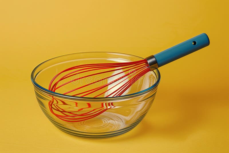 Red Handle Whisk in Glass Bowl Stock Photo - Image of kitchen ...