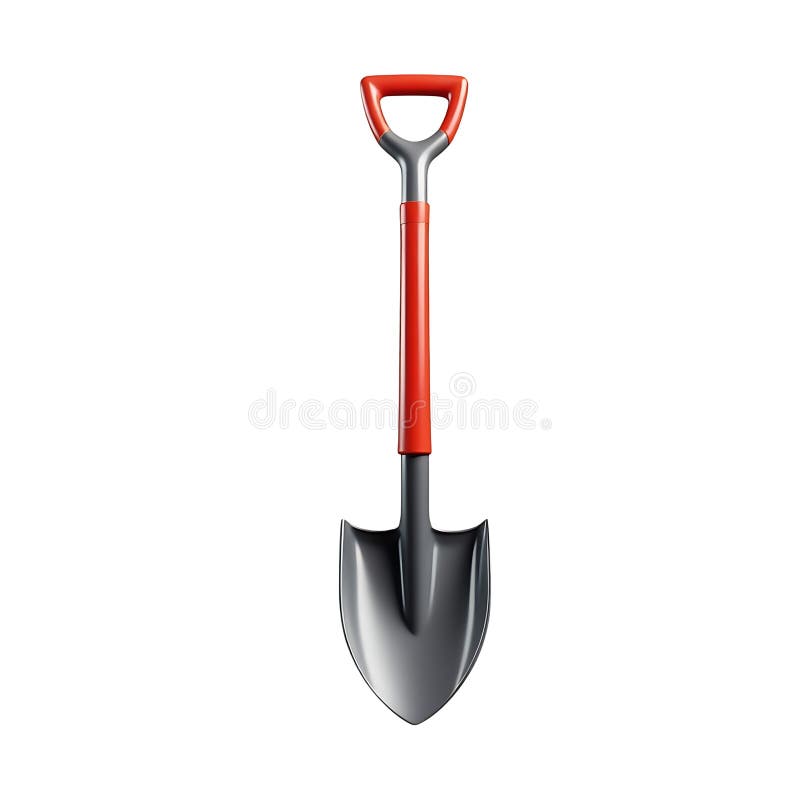 Red Handled Shovel on White Gardening Tool Isolated Sharp Clean Image ...