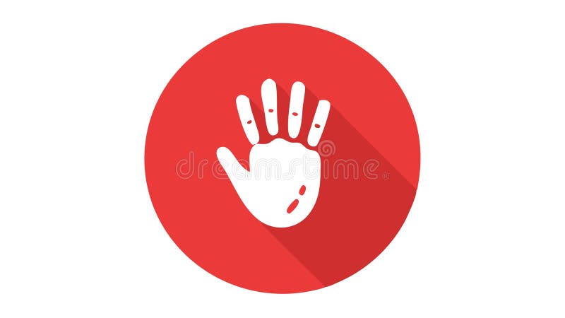 Red Handprint Icon, Symbol for Stop, Caution, or Unique Identification ...