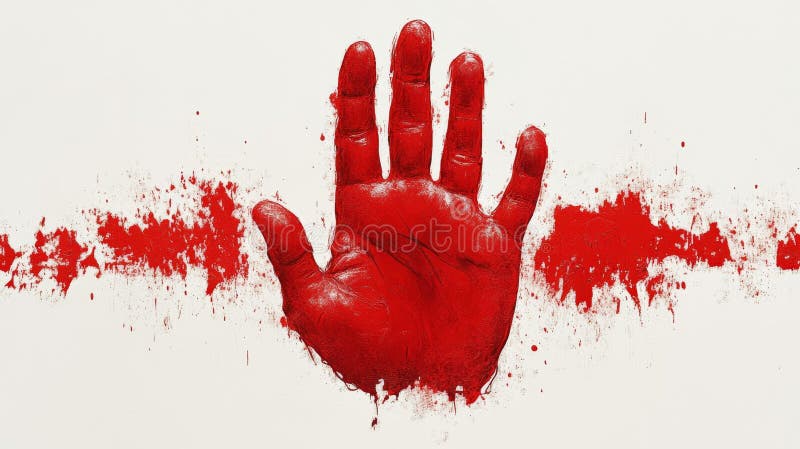 Red Handprint with Paint Splash Generative AI Stock Illustration ...