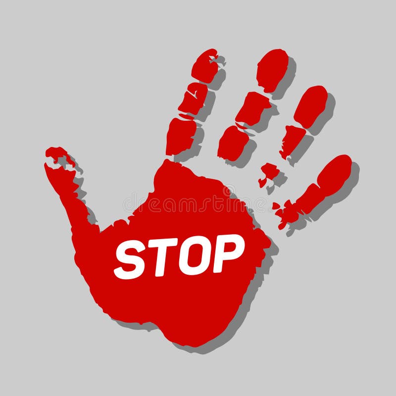 Handprint with stop text stock vector. Illustration of world - 346669843