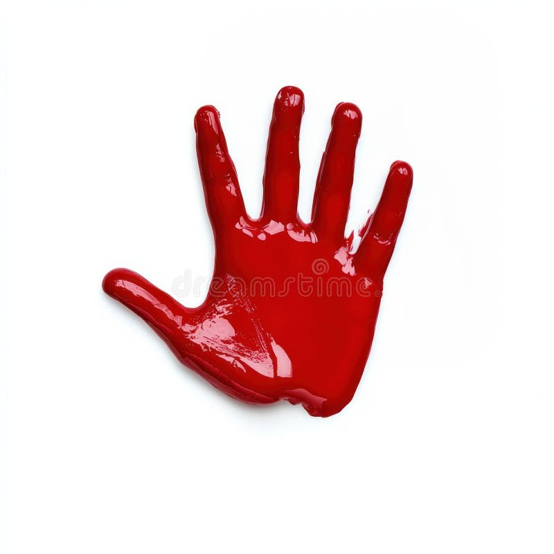 Red Handprint on White Background. Generative Ai Stock Illustration ...