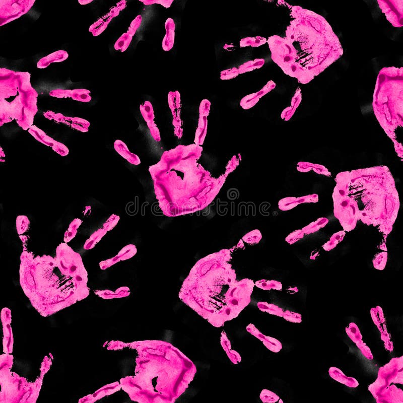 Red Handprints on Black Background Stock Illustration - Illustration of ...