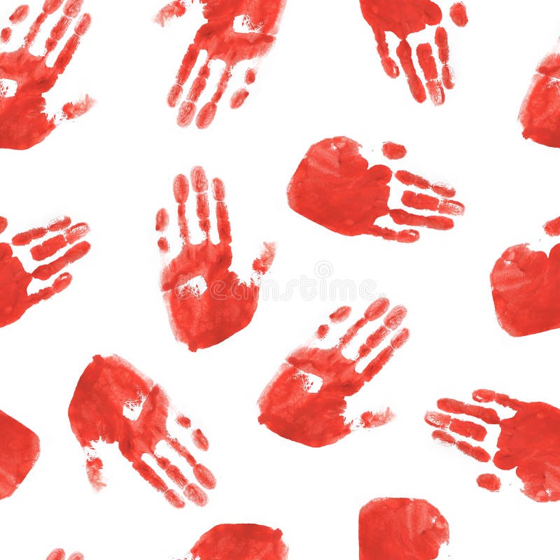 Red Handprints on White Background Stock Photo - Image of design ...