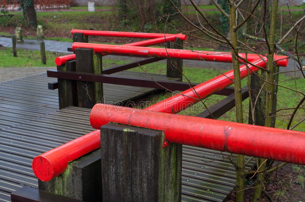 Red handrail stock photo. Image of wood, steel, structure - 23728720