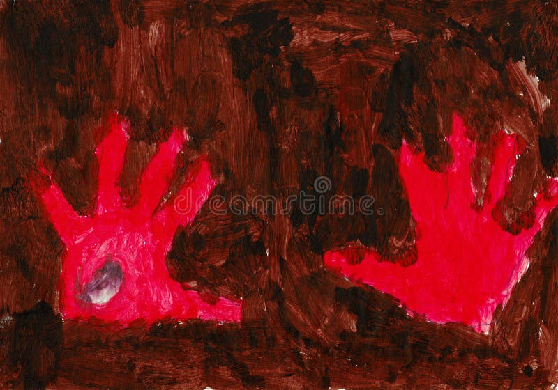 Red Hands on the Brown Background Stock Illustration - Illustration of ...