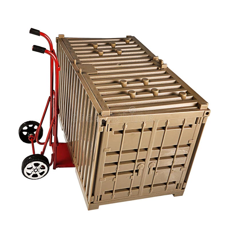 Red Handtruck and Shipping Container Stock Photo - Image of shipment ...