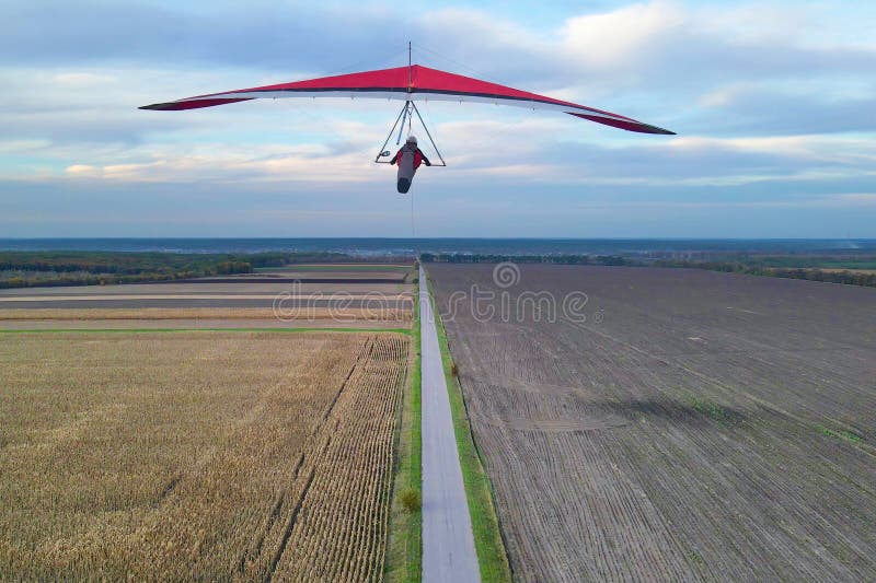 Red hang glider wing stock image. Image of field, plane - 288376161