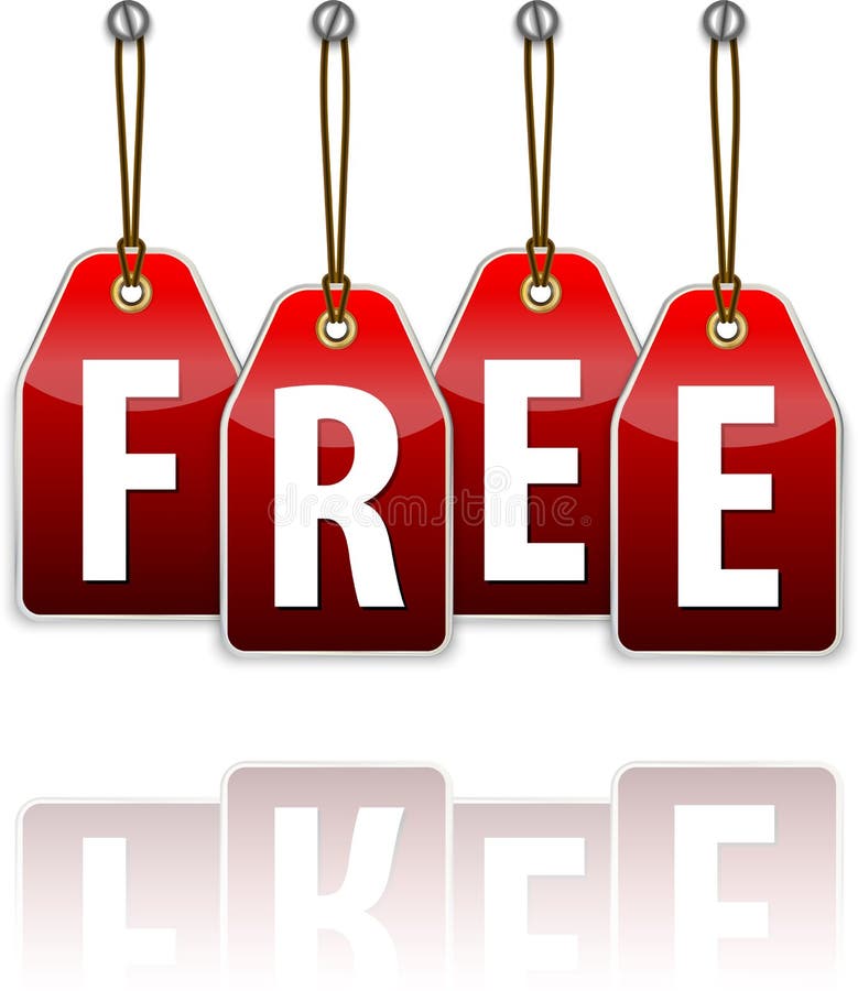 Red Hanging Tags with the Free Word Stock Vector - Illustration of shop ...