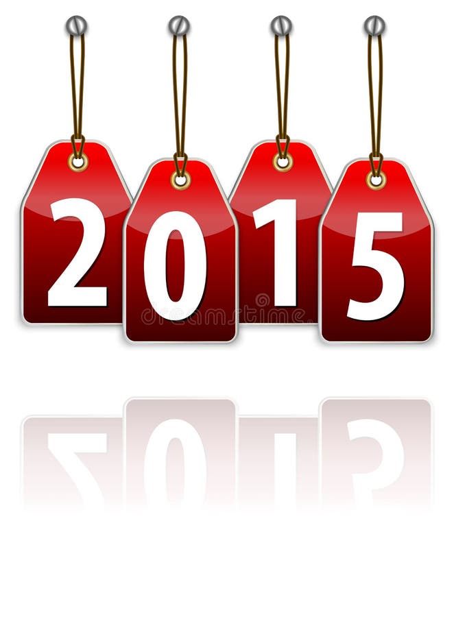 Red Hanging Tags with the 2015 Year Digits Stock Vector - Illustration ...