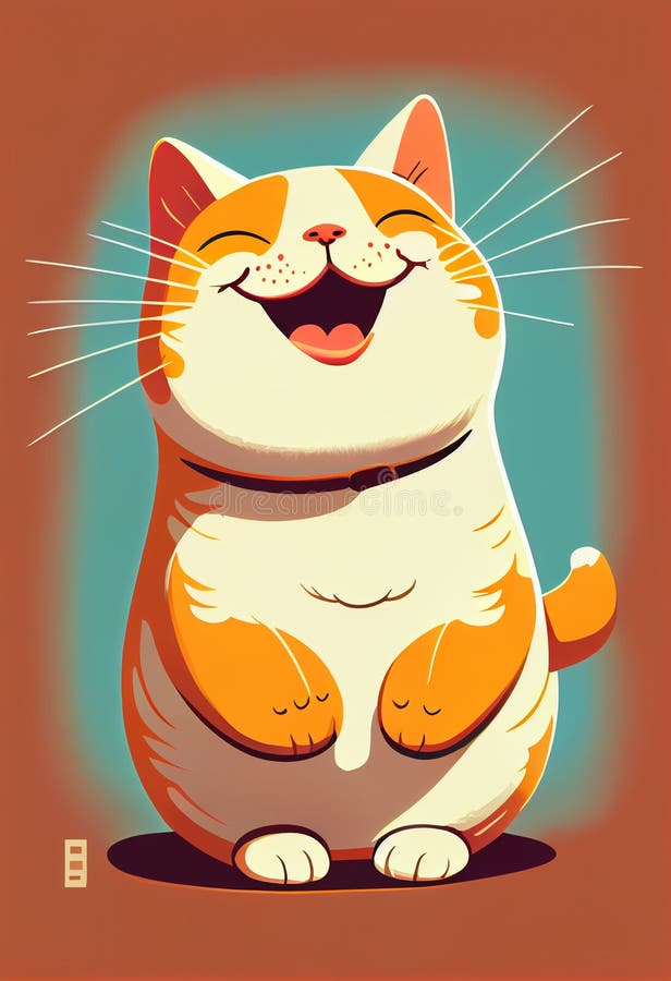 Red Happy Cat Sits and Smiles. Ai Generated Stock Illustration ...