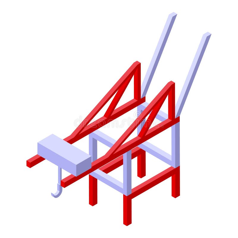 Red Harbor Crane Lifting Up Heavy Cargo Container in Isometric View ...