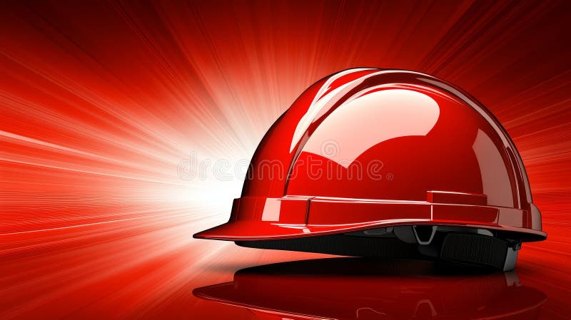 Red Hard Hat with Bright Back Light, Illuminating Workplace Safety and ...