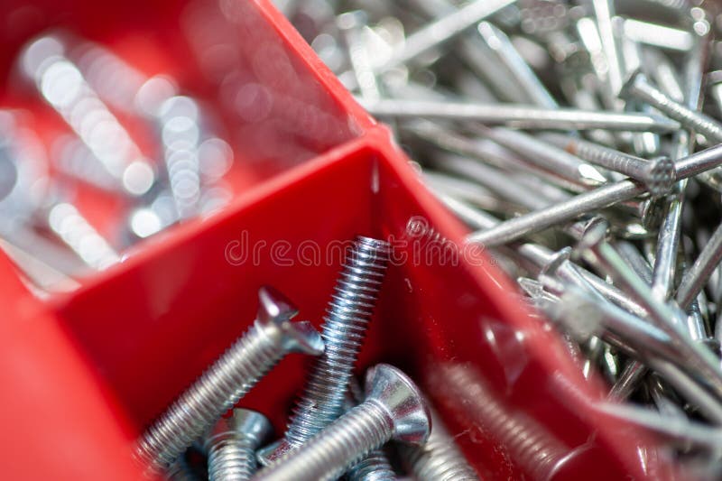 Red hardware box stock image. Image of blurred, metal - 149205861