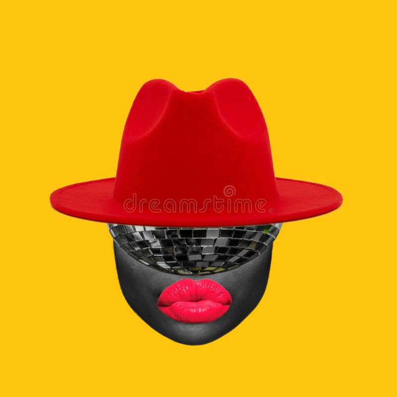 Disco Ball with Red Lips on Woman S Body Stock Image - Image of disco ...
