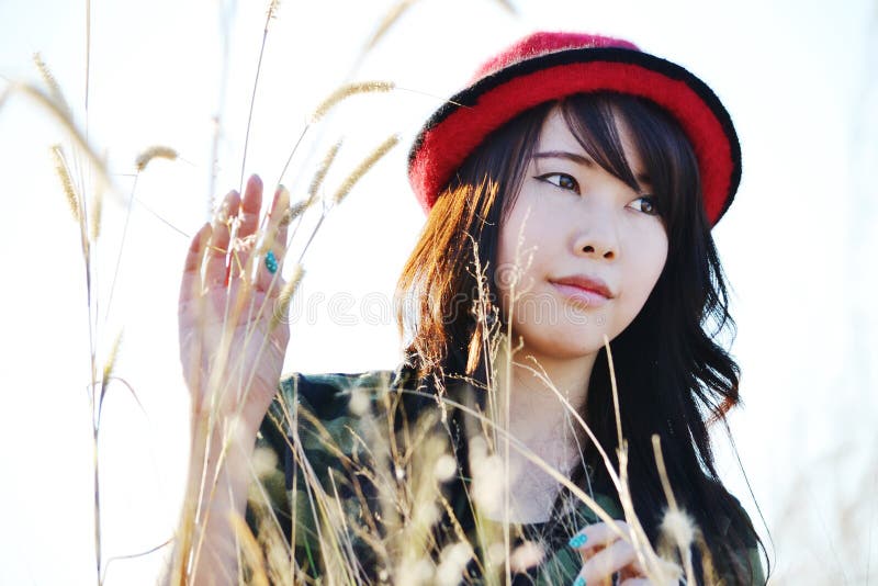 Red hat pretty girl01 stock photo. Image of comely, tempting - 26505726