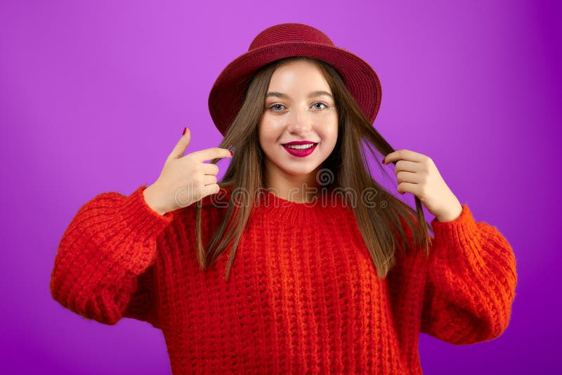 Fashion Teenager Girl In Vintage Sunglasses 80s 90s Style Party Stock