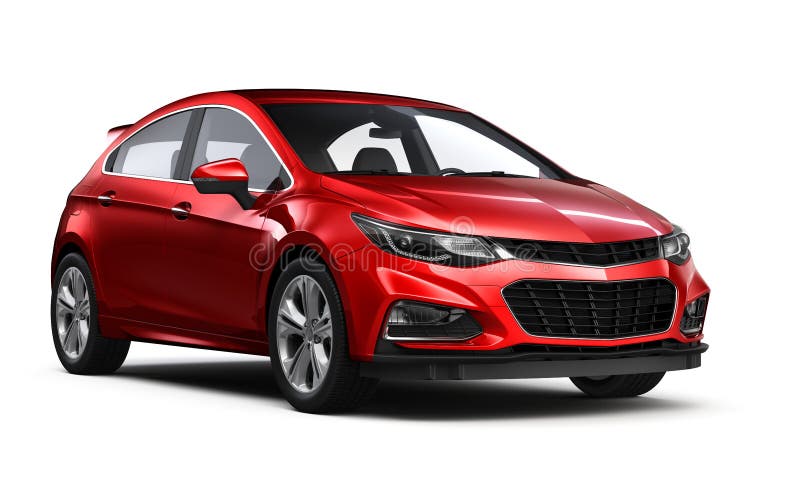Red Hatchback Car Isolated on a White Background Stock Illustration ...