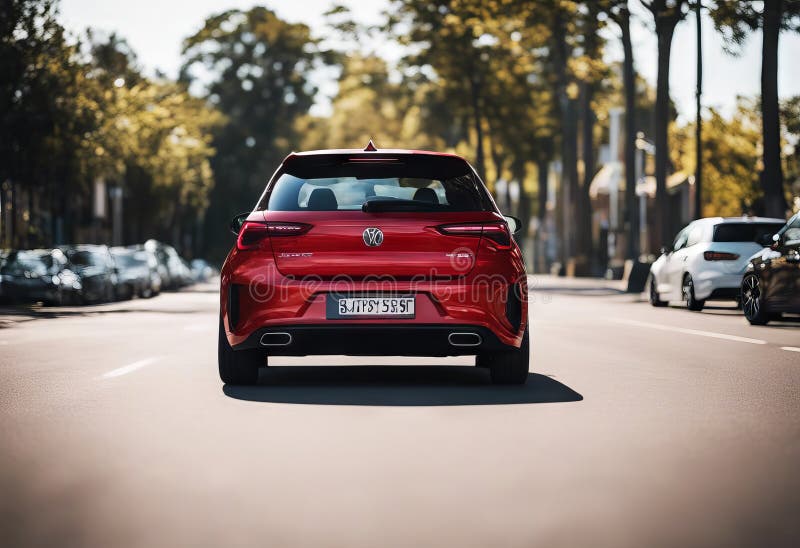 Red Hatchback Compact Automobile Studio Car Olated Auto Side Stock ...