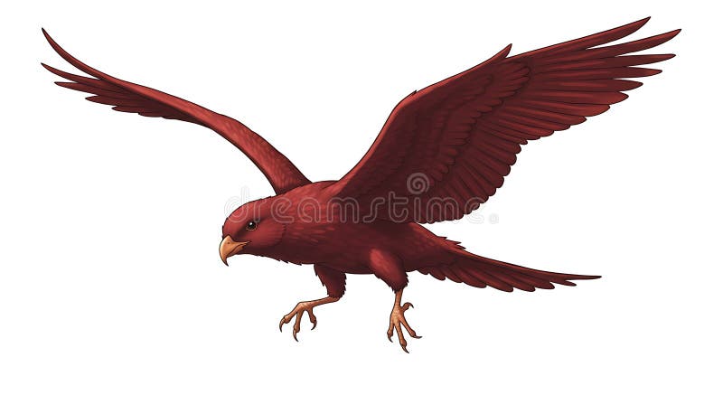A Red Hawk, Likely a Stylized Illustration, is Depicted in-flight with ...