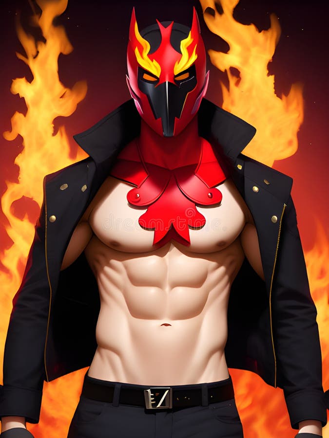 A Red Head of a Devil in the Middle of the Fire Stock Illustration ...