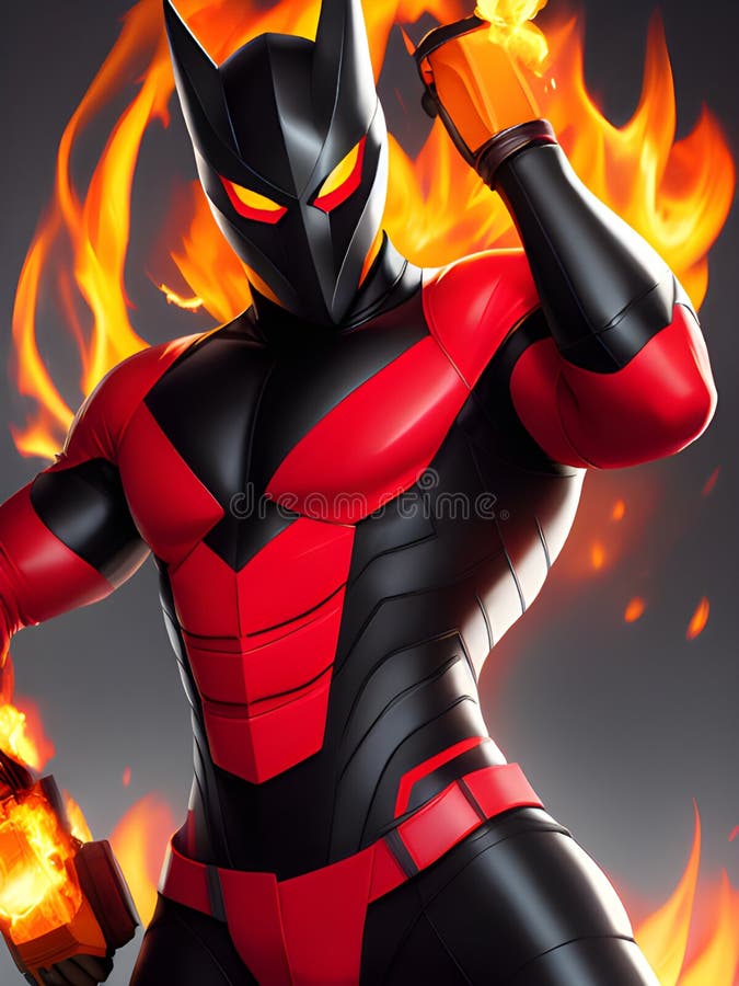 A Red Head of a Devil in the Middle of the Fire Stock Illustration ...