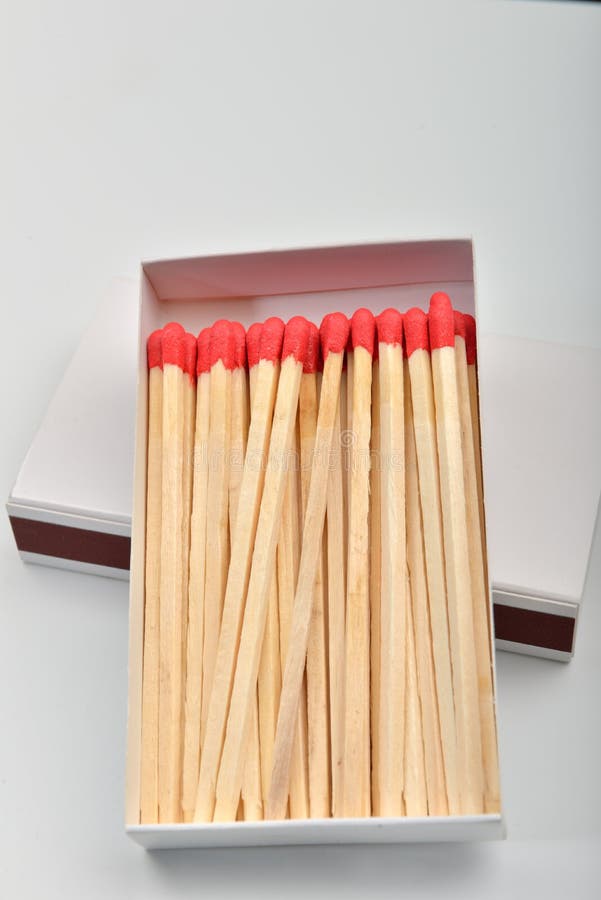 Red Head Matches in a White Opened Box on White Background Stock Image ...