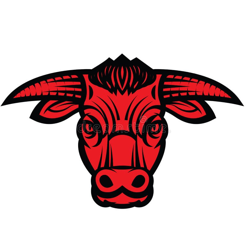 Red Head of Powerful Horned Bull Stock Vector - Illustration of taurus ...