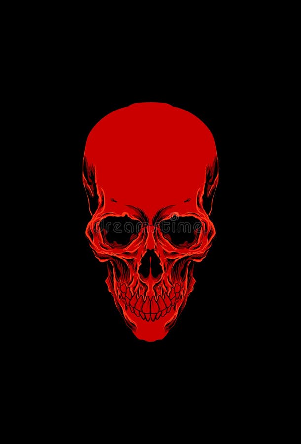 Red Head Skull Artwork Illustration Stock Vector - Illustration of face ...