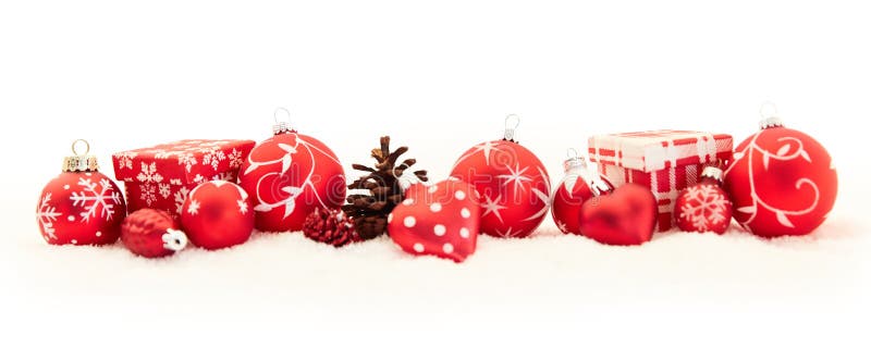 Red Header for Christmas with Gift Stock Photo - Image of decoration ...