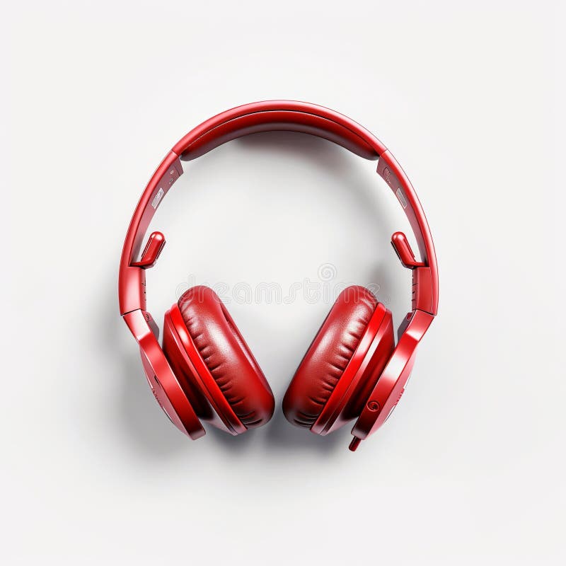 Red Headphone on White Baclground, Generative Ai Stock Illustration ...