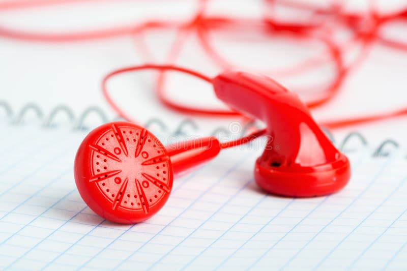 Red headphones stock photo. Image of leisure, hobby, rock - 38547110