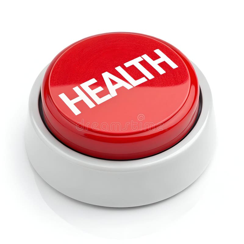 Red Health Button Isolated on White Background Stock Illustration ...