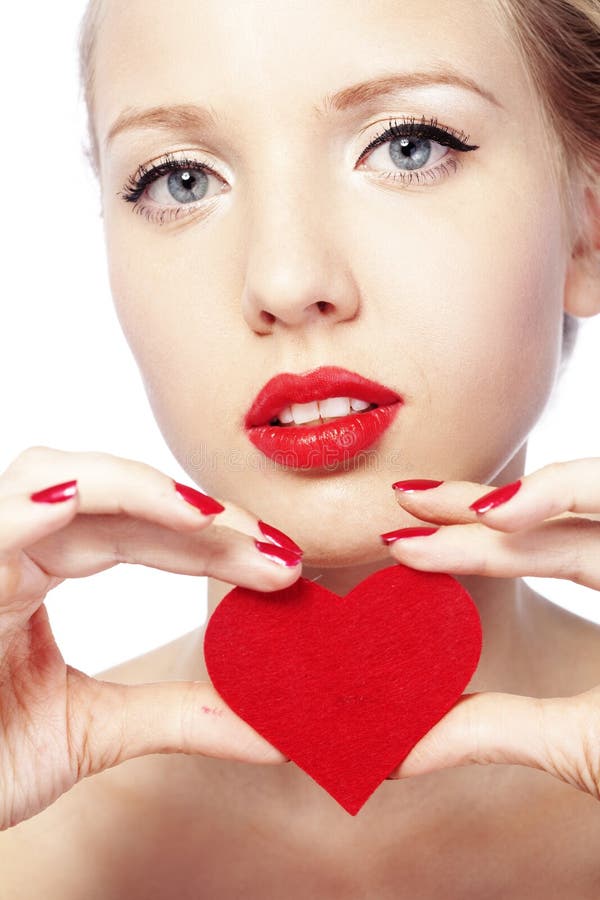 Red heart stock photo. Image of clean, people, makeup - 17948670