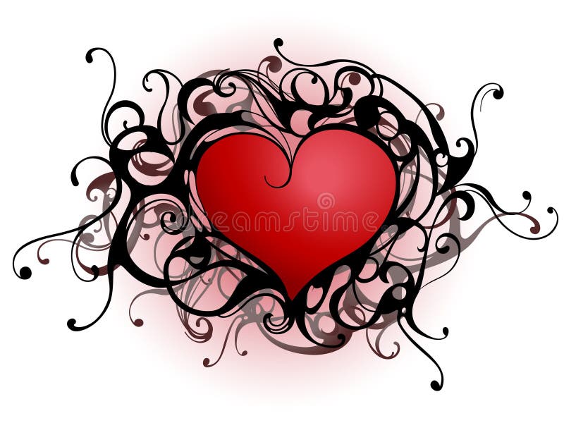Curly heart illustration stock vector. Illustration of devotion - 9963623