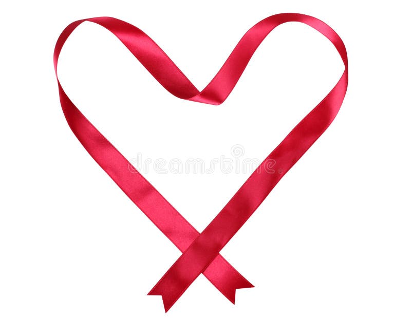 Red Ribbon Heart Love Symbol. Happy Valentine S Day. White Background ...