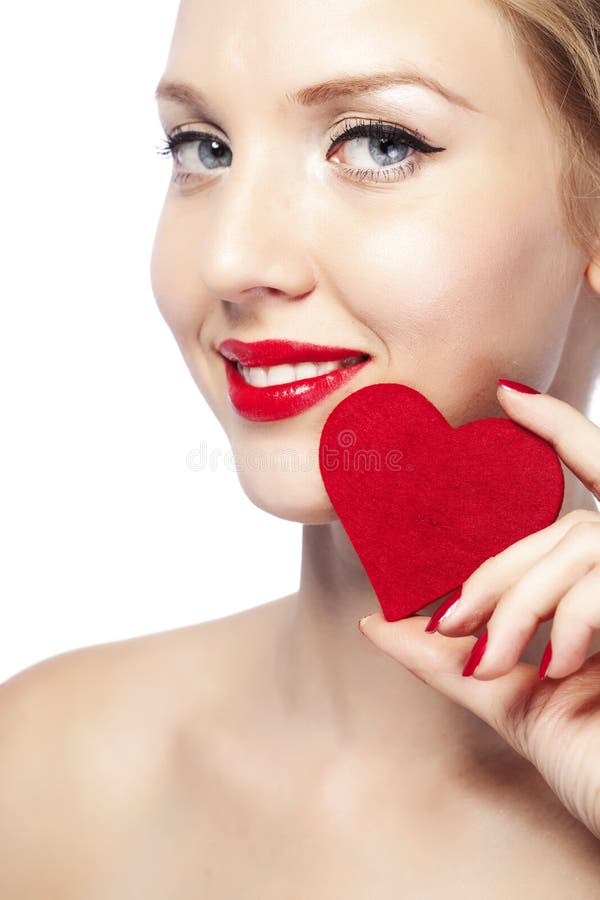 Red heart stock image. Image of face, eyeliner, eyes - 28688639