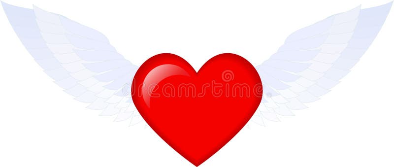 Heart with Angle Wings and Gold Halo Stock Vector - Illustration of ...