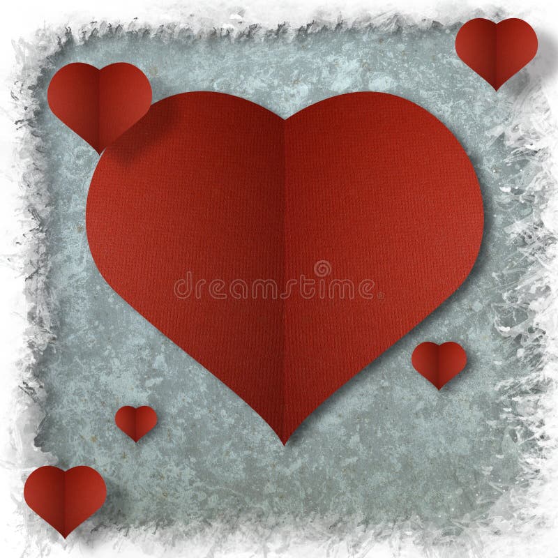 Red Heart on Abstract Grunge Paper Background Stock Illustration ...