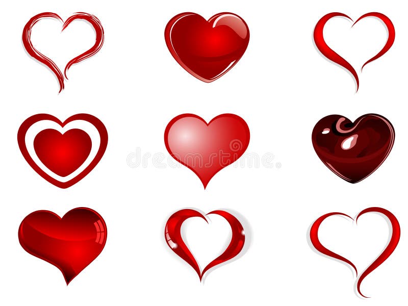 Two Red Hearts Joined Together Stock Illustration - Illustration of ...